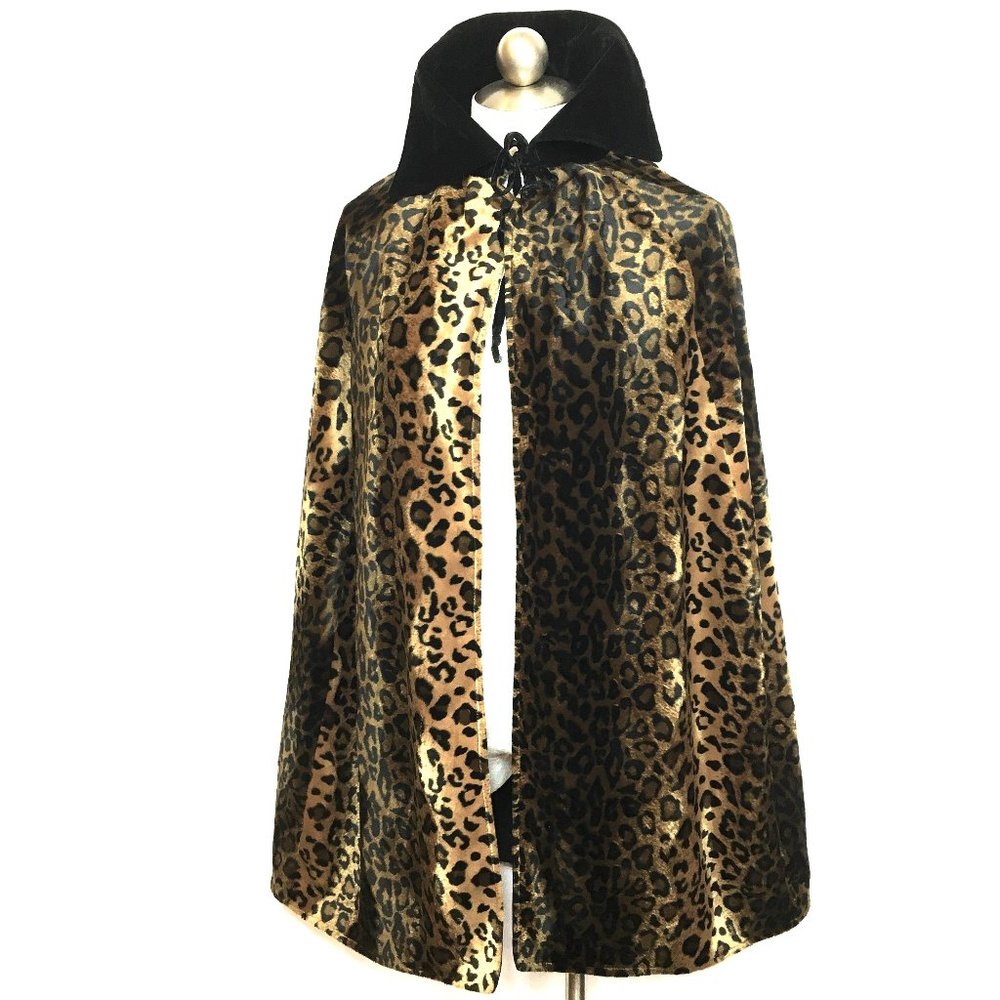 Pimp Daddy 70’s Leopard Print Velvet Cape Handcrafted - Gem